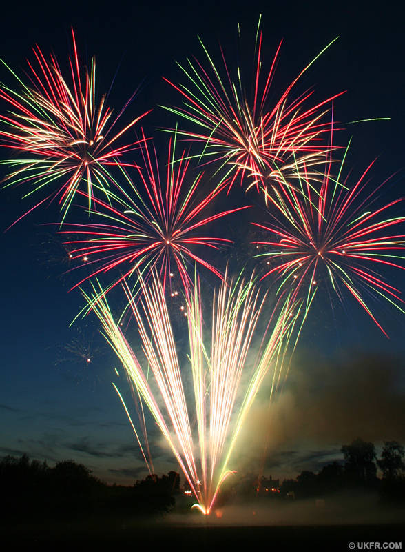 Scattering of ashes in fireworks